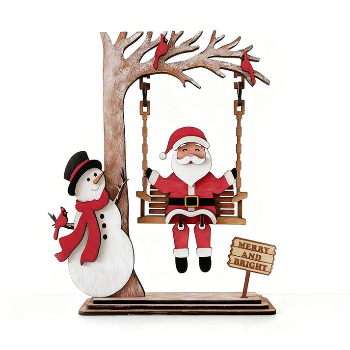 3D Wooden Santa on Swing Tabletop Decor – wisdomshopm1